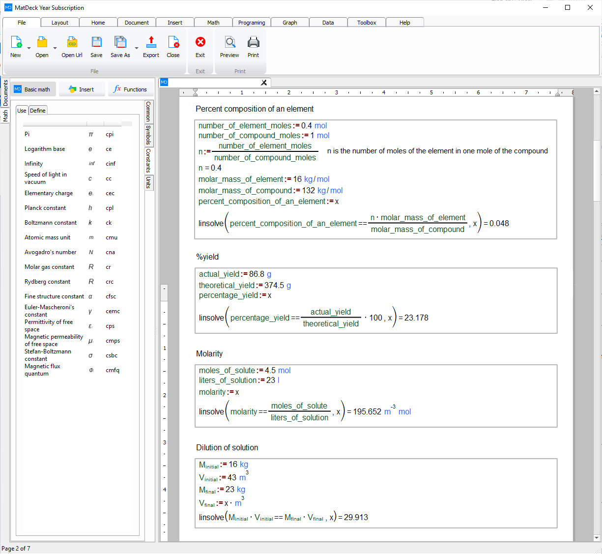 Chemistry Equations Calculator